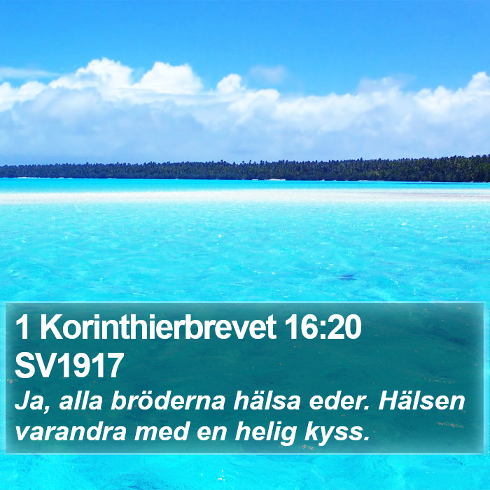 1 Korinthierbrevet 16:20 SV1917 - Ja, alla bröderna hälsa eder. Hälsen ...