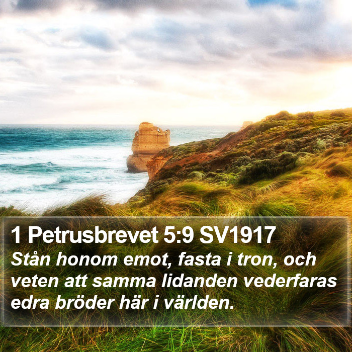 1 Petrusbrevet 5:9 SV1917 - Stån honom emot, fasta i tron, och veten att