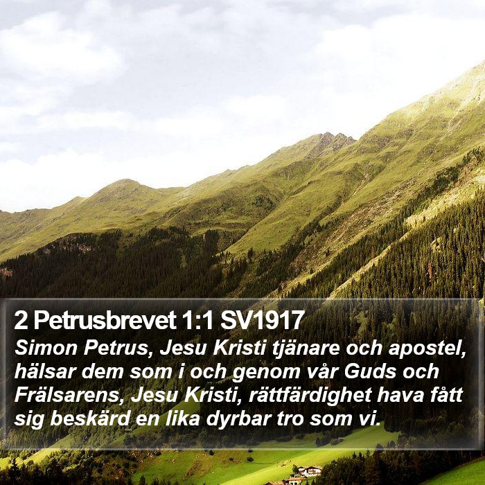 2 Petrusbrevet 1:1 SV1917 - Simon Petrus, Jesu Kristi tjänare och apostel,