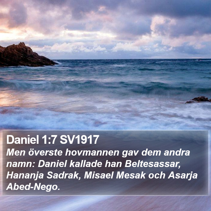 Daniel 1:7 SV1917 - Men överste hovmannen gav dem andra namn: Daniel