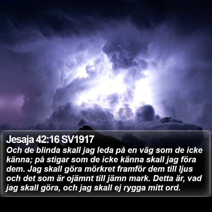 Jesaja 42:16 SV1917 - Och de blinda skall jag leda på en väg som de