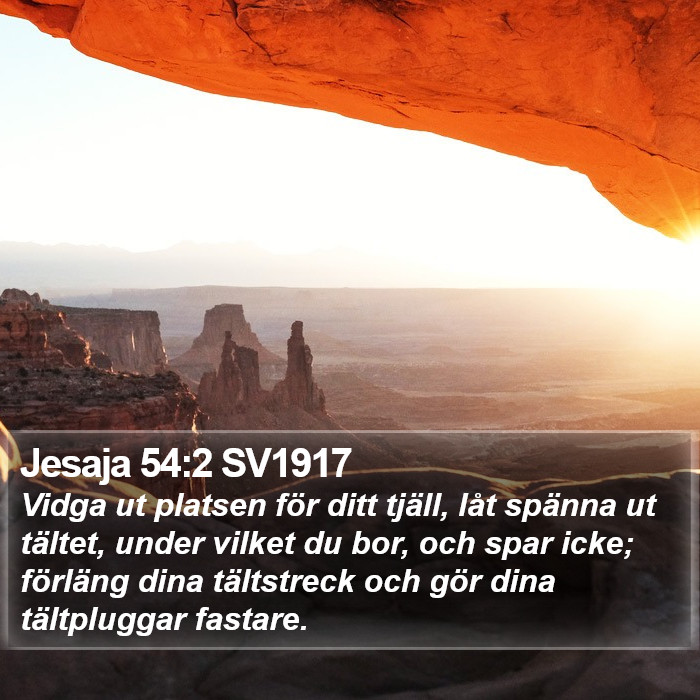 Jesaja 54:2 SV1917 - Vidga ut platsen för ditt tjäll, låt spänna
