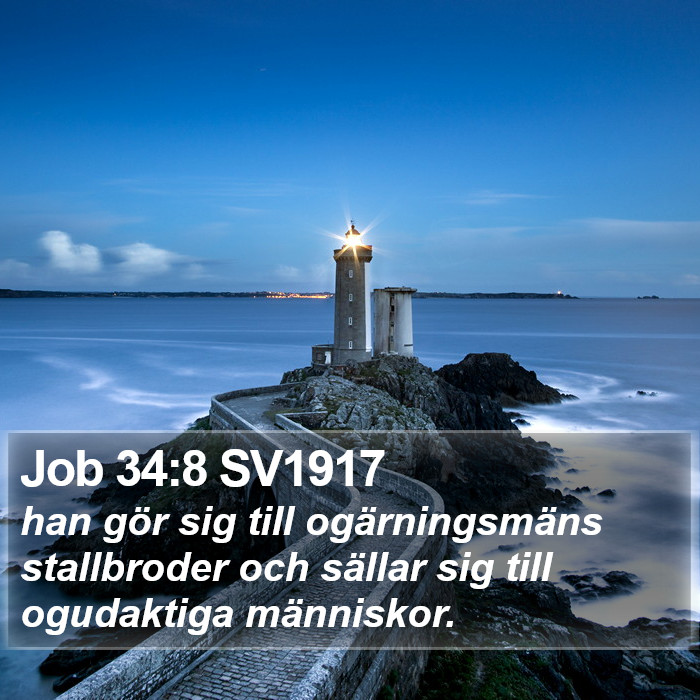 Job 34:8 SV1917 - han gör sig till ogärningsmäns stallbroder och