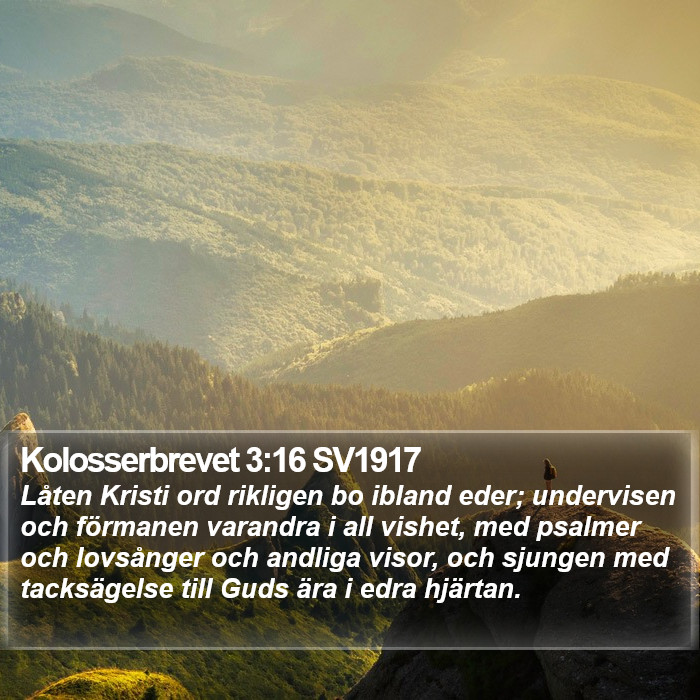 Kolosserbrevet 3:16 SV1917 - Låten Kristi ord rikligen bo ibland eder;