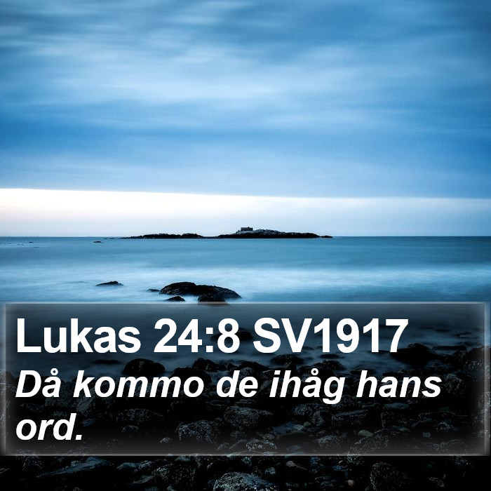 Lukas 24:8 SV1917 - Då kommo de ihåg hans