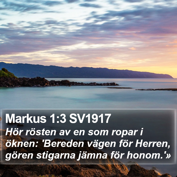 Markus 1:3 SV1917 - Hör rösten av en som ropar i öknen: 'Bereden
